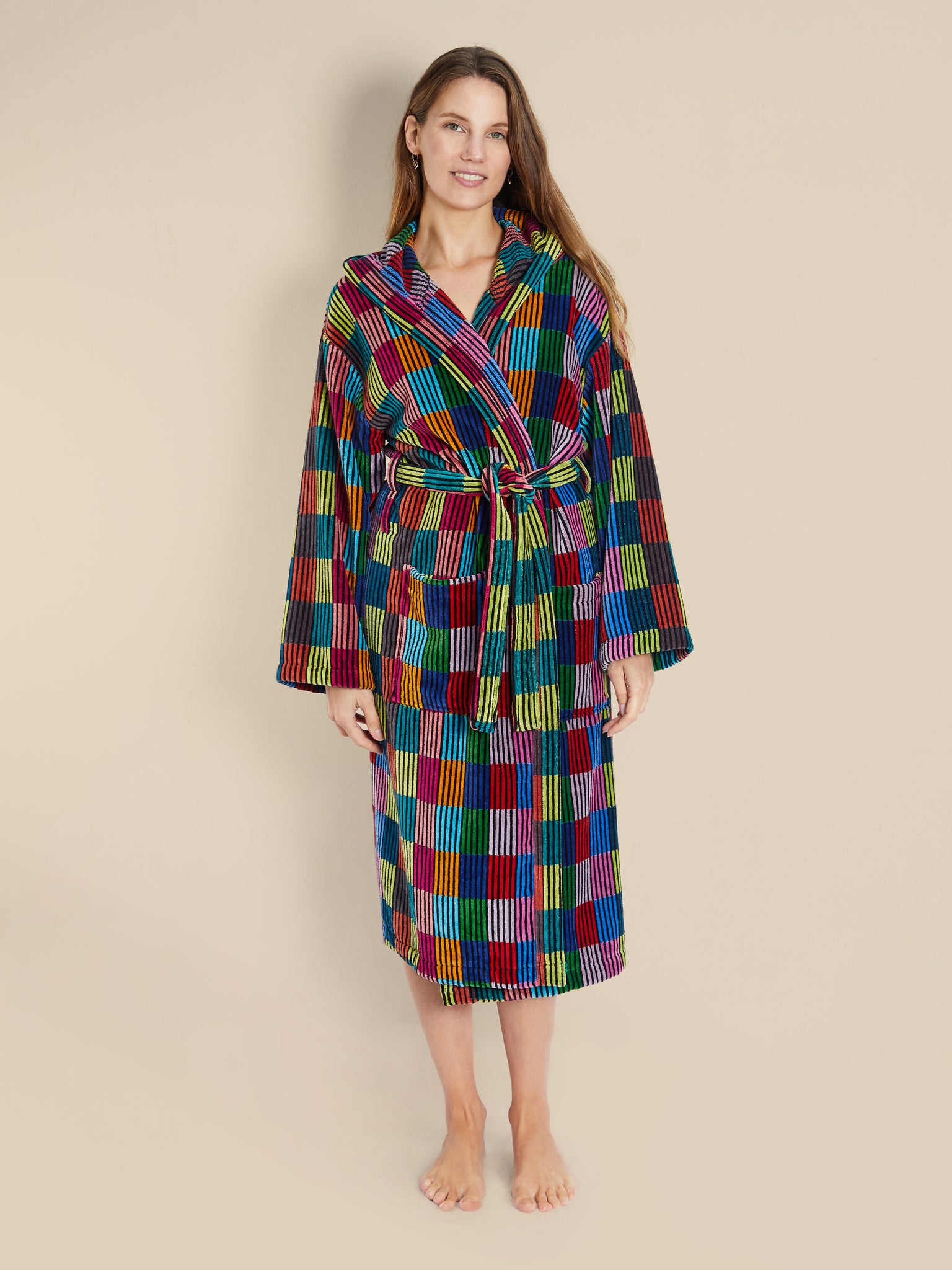Women's Hooded Dressing Gown | Patchwork | Bown of London – Bown of ...